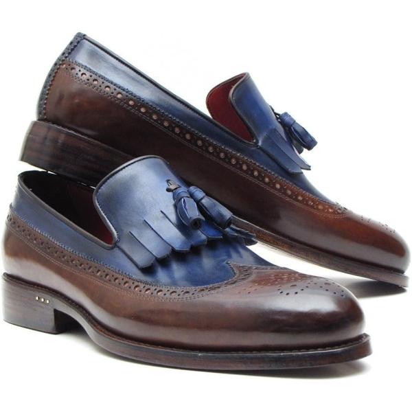 商品名ポール・Parkman Men 's Kiltie Tasselローファーダークブラウン&amp;ネイビー靴( ID # kt44bn ) カラー: ブラウンPaul Parkman Kiltie Tassel Loafer Dark...