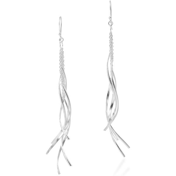 商品名マルチストランドカーブワイヤレイヤ。925スターリングシルバーダングルイヤリングAeraVida Multi Strand Curve Wire Layer .925 Sterling Silver Dangle Earrings,M...
