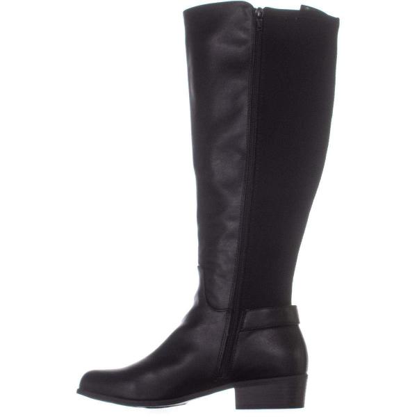 商品名: Alfani レディース Kallumm ワイド カーフ フェイクレザー ライディングブーツ, ブラック, 6.5 Alfani Womens Kallumm Closed Toe Knee High Fashion Boots,...