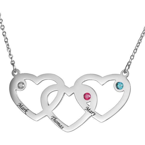 商品名VALYRIAステンレススチールIntertwinedハートネックレス誕生石   カスタムMade with Any Name 。Valyria Stainless Steel Intertwined Hearts Necklace ...