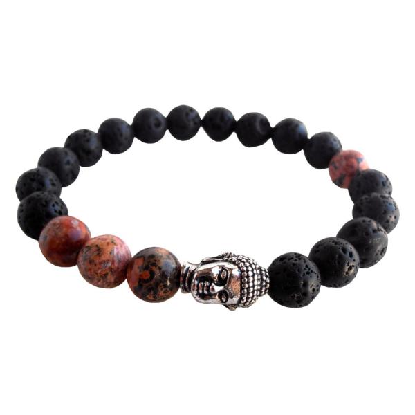 商品名: Young &amp; ForeverメンズD 'vineブラックラバストーンヘマタイトLava???ジャスパーチェーンブレスレット Young &amp; Forever Men's D'Vine Black Lava Ston...