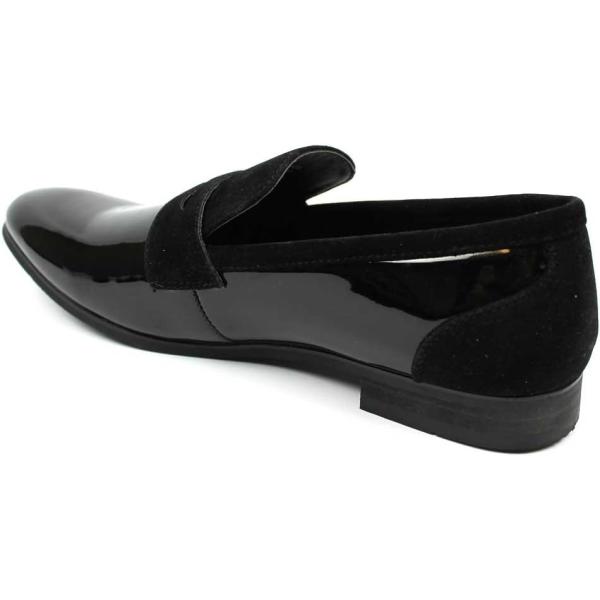 商品名Azar （アザール） タキシードブラックスエード パテントレザースリッポンローファー モダンブラッドリー ドレスシューズ US サイズ: 7 カラー: ブラックTuxedo Black Suede Patent Leather Sl...
