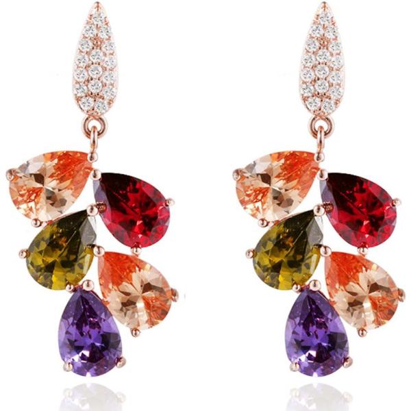 商品名Hermosaローズゴールドマルチ宝石セットガーネットペリドットアメジストモルガナイトHermosa Rose Gold Plated Multicolor Austria crystal Elements Jewelry Set N...