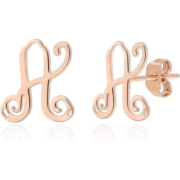 商品名Lazycat A-Z 26文字 イヤリング ステンレススチール 18K ローズゴールド メッキ モノグラム アルファベット文字 イニシャル スタッド レディースLazycat Stainless Steel 18K Rose Gol...