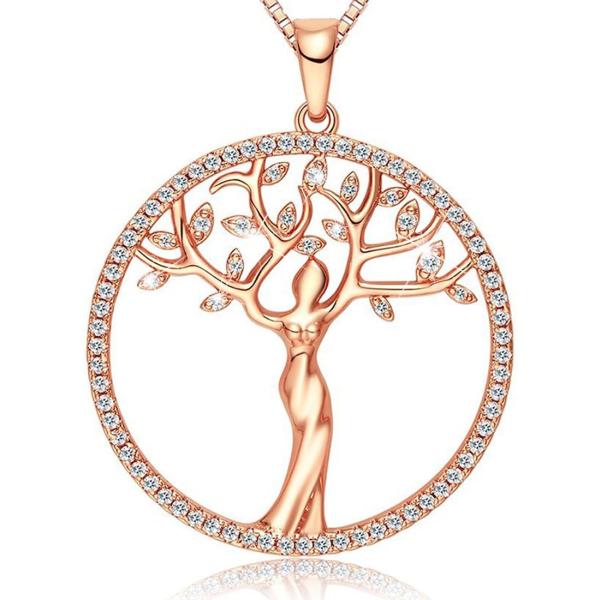 商品名Ado Glo クリスマスギフト   'Family Tree of Life' ペンダントネックレス   ローズゴールドファッションジュエリー 女性と女の子向け   姉妹/妻/娘/孫娘/祖母/母への誕生日記念ギフト, 上質なその他の...