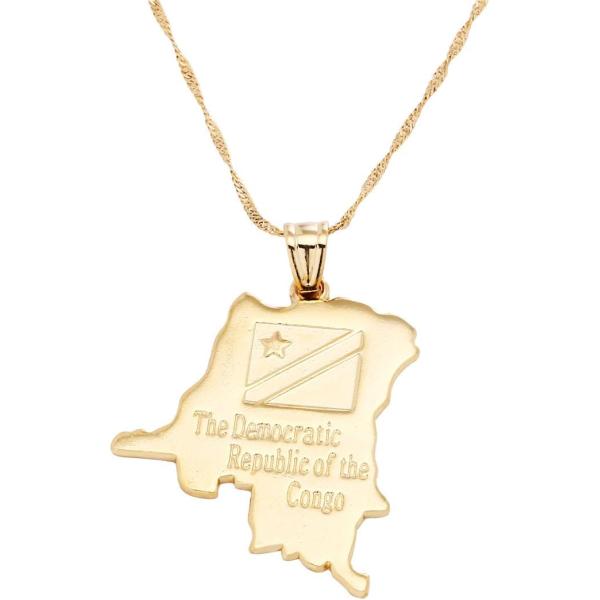 商品名18K コンゴ民主共和国 国地図 金メッキ DRC キンシャサ ペンダントネックレス18K Democratic Republic of The Congo National Map Gold Plated DRC Kinshasa ...