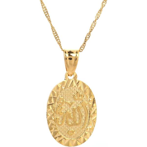 商品名24K Gold Islamic Arabic script ""Allah"" Oval Pendant Necklace24K Gold Islamic Arabic Script Allah Oval Pendant Neckl...