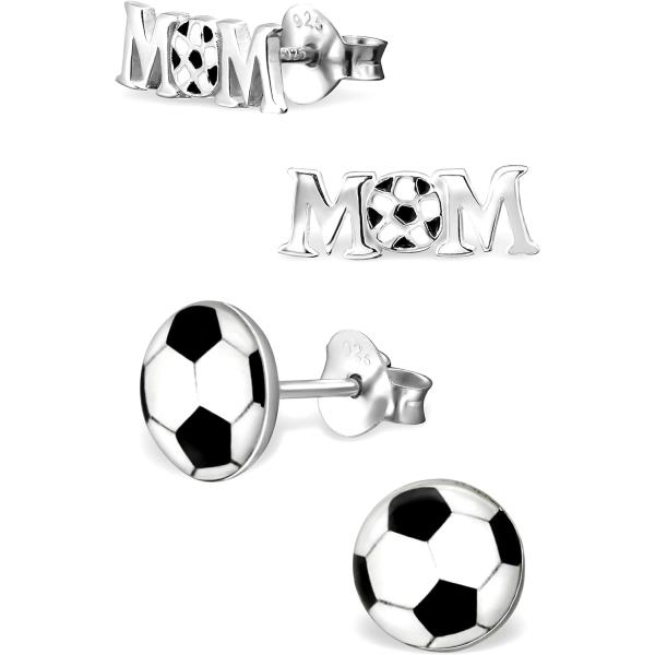 商品名925スターリングシルバー低刺激性のセット2ペアSoccer Momスタッドイヤリングガールズと女性(ニッケルフリー) 20509925 Sterling Silver Set of 2 Pairs Soccer Mom Stud E...