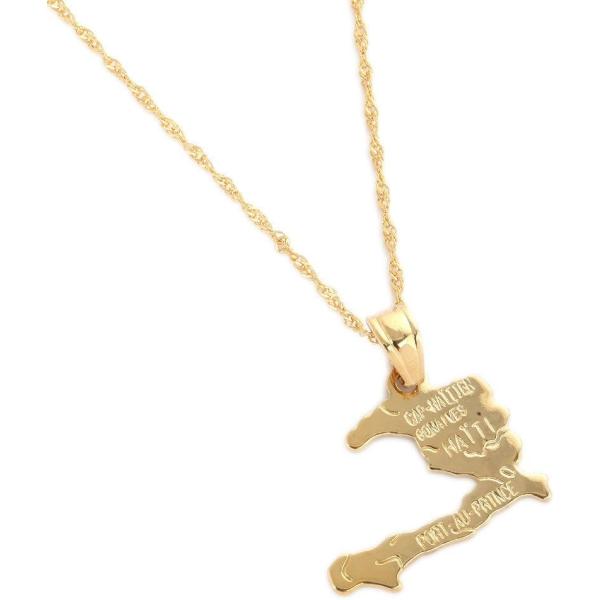 商品名エナメル ハイチ共和国 地図 ペンダント ネックレス チェーン ポート-AU-プリンスマップジュエリー ゴールド24K Gold Plated The Republic of Haiti Map Pendant Necklace Ch...