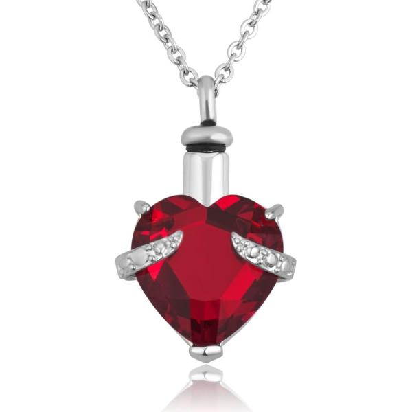 商品名Q&amp;Locket ハートクリスタル骨壺ネックレス 遺灰用 ステンレススチール メモリアル 形見 火葬ジュエリーQ&amp;Locket Heart Urn Necklaces For Ashes Stainless Steel...
