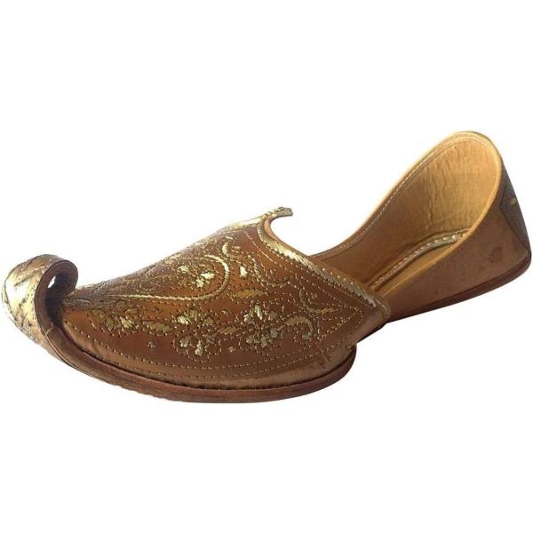 商品名Step n Style メンズ カラー: ブラウンStep n Style Mens Punjabi Jutti Sherwani Shoes Copper Cut Work Zari Khussa Shoes Handmade E...