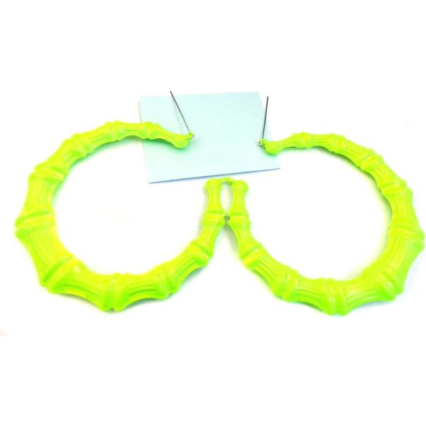 商品名大きな竹フープイヤリング3.5インチイエロー竹フープネオンイヤリングLarge Bamboo Hoop Earrings 3.5 Inch Yellow Bamboo Hoops Neon Earringsブランド：Divas Dig...
