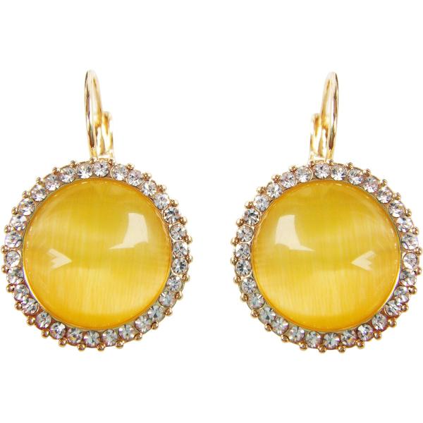 商品名Navachi 18 Kゴールドメッキクリスタルイエローcreated-opallラウンドaz1009h LeverbackフープイヤリングNavachi 18k Gold Plated Crystal Yellow created-...
