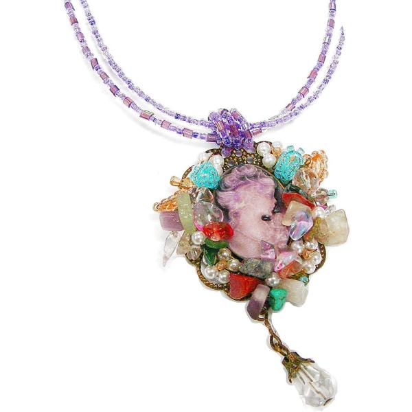 商品名Linpeng カメオ ペンダント ネックレス チャーム レディース ファッションジュエリー パープル アソートLinpeng Cameo Pendant Necklace Charm Women Fashion Jewelry, P...