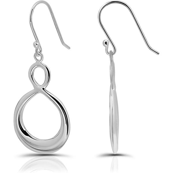 商品名スターリングシルバーインフィニティ図8ダングルイヤリングHoops &amp; Loops 925 Sterling Silver Infinity Eternity Figure Eight 8 Polished Twisted D...