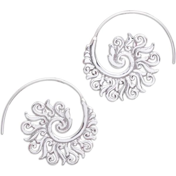 商品名NOVICA .925スターリングシルバー ペイズリー ハーフフープイヤリング 「スパイラルビューティー」, スターリングシルバー 木材, 宝石なしNOVICA Artisan Handmade .925 Sterling Silve...