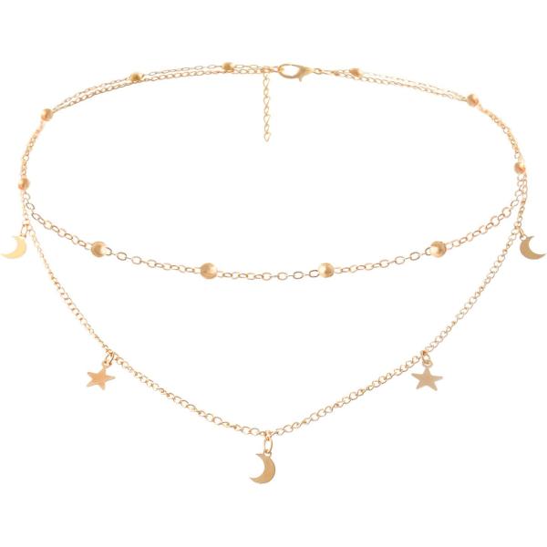 商品名BaubleStar Star Moon チャームネックレス 重ね付けチェーン チョーカー レディース ガールズBaubleStar Fashion Layering Star Moon Charm Pendant Tassel Ne...