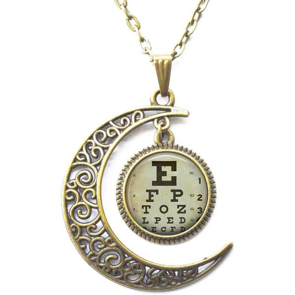 商品名Moonネックレス、三日月ネックレス、シンプルなネックレス、Eye Chartネックレス、OptometristネックレスOphthalmologistギフト、Optician Optometristペンダント卒業ギフト zsy0oM...