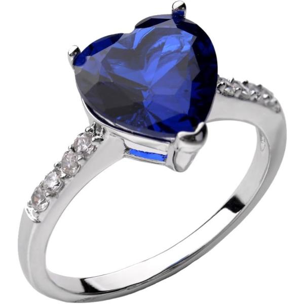 商品名ホワイトゴールドメッキ タイタニック ハート オブ ザ オーシャン ブルー キュービックジルコニア リング ファッションジュエリー, クリスタル, キュービックジルコニアWhite Gold Plated Titanic Heart ...