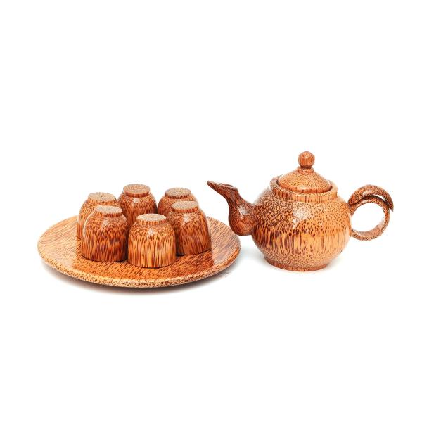 商品名: ベトナムハンドクラフトNatural Coconut木製ティーポット&amp;カップセット Vietnamese Handcraft Natural Coconut Wood Teapot &amp; Cups Setブランド: ...