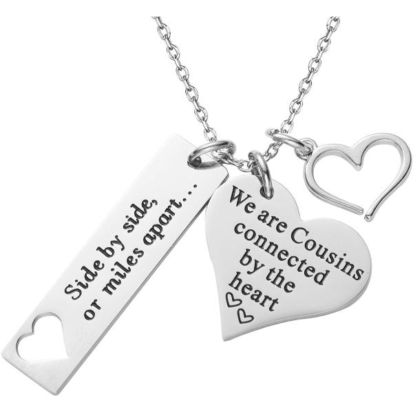 商品名カズンネックレス サイドバイサイド又はマイルズ・アパート We Are Cousins Connected By The HeartLParkin Cousin Necklace Side By Side Or Miles Apart...