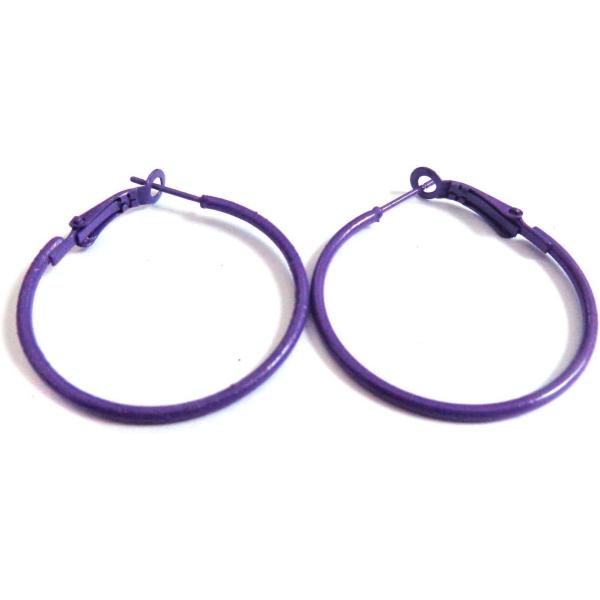 商品名カラーフープイヤリングシンプルなシンフープイヤリング1インチパープルフープイヤリングColor Hoop Earrings Simple Thin Hoop Earrings 1 Inch Purple Hoop Earringsブラ...