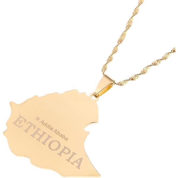 商品名、連邦民主共和国エチオピアのマップエチオピアAddis AbabaネックレスBR Gold Jewelry The Federal Democratic Republic of Ethiopia Map Ethiopia Addis ...