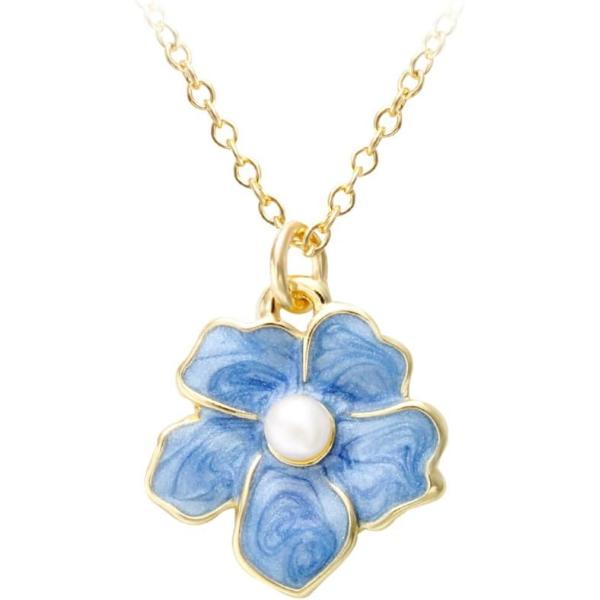 商品名SENFAIブルーMyosotis Forget Me Not Flowerチャームウェディングギフトペンダントネックレス3トーン18 ""SENFAI Blue Myosotis Forget Me Not Flower Charm...