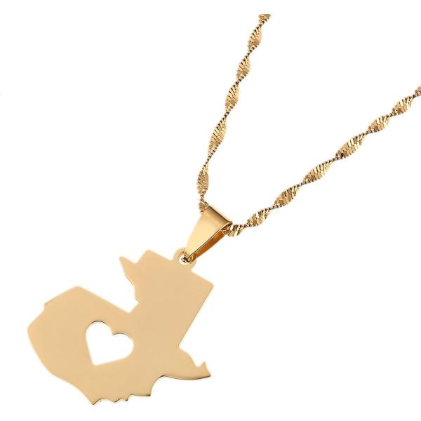 商品名グアテマラマップペンダントネックレスの女性GuatemalanハートマップグアテマラのBR Gold Jewelry Guatemala Map Pendant Necklace for Women Guatemalan Heart ...