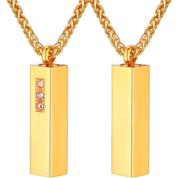 商品名遺灰用骨壺ネックレス カスタマイズステンレススチールまたは18Kゴールドメッキ 火葬ジュエリー メモリアル記念品 骨壺ロケットペンダント 男女兼用 防水&amp;ギフトパック, M, ラインストーン, ラインストーン4D Vertic...