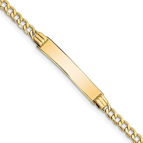 商品名: 10K イエローゴールド カーブリンク ID ブレスレット 8インチ ファインジュエリー 女性へのギフト, 8 inches 10k Yellow Gold Curb Link Name Bar Identification Id...