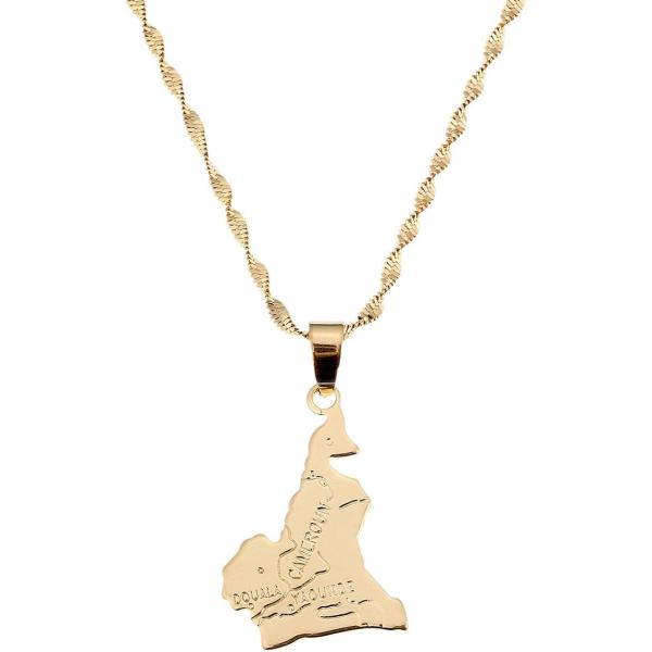 商品名R publique du Cameroun マップペンダントネックレス Douala Yaounde アフリカジュエリー カメルーンマップネックレスR publique du Cameroun Map Pendant Necklac...