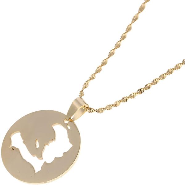 商品名ステンレススチールハイチ共和国のマップペンダントネックレスチェーンport-au-princeマップジュエリーStainless Steel The Republic of Haiti Map Pendant Necklace Cha...