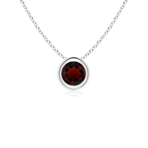 商品名: ベゼルセットラウンドガーネットソリティアペンダント|シルバー Angara Natural Garnet Solitaire Pendant Necklace for Women, Girls in Sterling Silver...