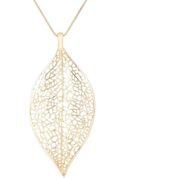商品名nlcacフィリグリーリーフPedantネックレススネークチェーンゴージャスな中空リーフネックレスレディース、ガールズ ゴールドNLCAC Filigree Leaf Pedant Necklace Snake Chain Gorge...