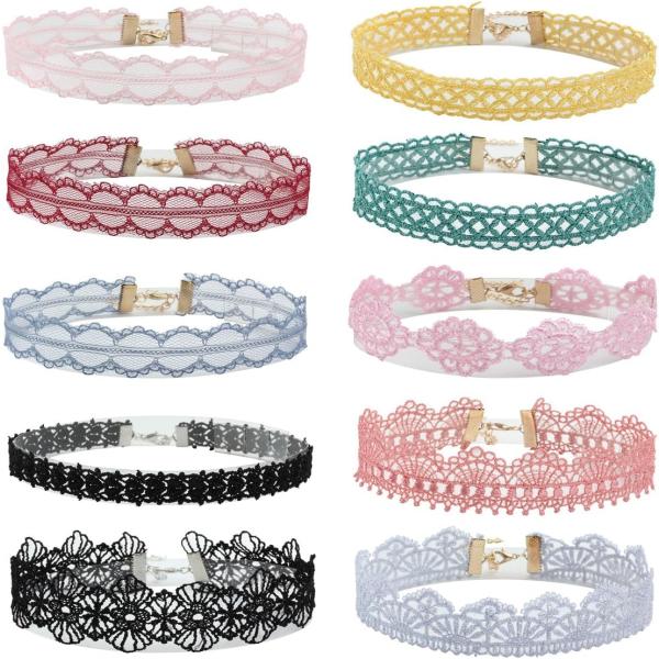 商品名MILAKOO 10個 レース フローラル チョーカー レディース ゴシック タトゥー チョーカー カラー レース ネックレス 調節可能, 金属MILAKOO Lace Choker Set for Women 10Pcs Assor...