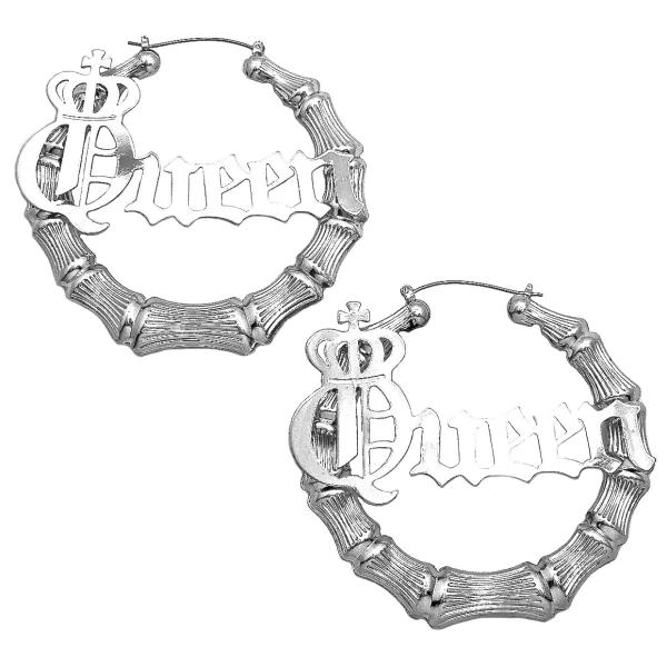 商品名: Gwood Queen竹フープPincatch Largeイヤリング。。。 GWOOD Queen Large Hoop Pincatch Earrings (SILVER COLOR HOOP EARRINGS)ブランド: GW...