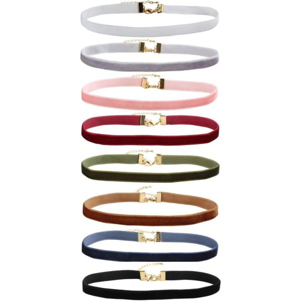 商品名eigso 2   30pcs GirlsレディースベルベットリボンネックレスセットゴシックTattooレース調節可能チョーカー ブラックEigso 8Pcs Goth Velvet Ribbon Chokers Necklaces ...