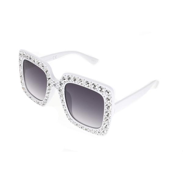 商品名: Elite Glasses レディース US サイズ: 52 カラー: ホワイト FLAWLESS Oversized Square Frame Bling Rhinestone Crystal Design Sunglasses...