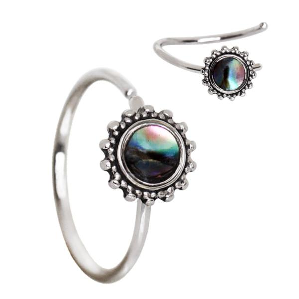 商品名:  Amelia Fashion 20 Gauge Abalone Shell Nose Hoop/Cartilage Ring 316L Surgical Steel (Silver &amp; Abalone)ブランド: Ame...