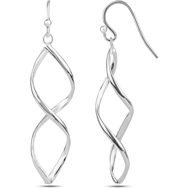 商品名LeCalla レディース スターリングシルバージュエリーワイヤー女性のための8つのダングラーイヤリング 典型的な線形LeCalla Sterling Silver Jewelry Wire Figure Eight Dangler ...