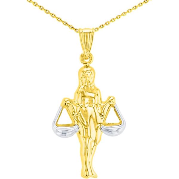 商品名High Polish 14 K Yellow Gold Libra Zodiac SignチャームHoldingスケールペンダントとチェーンネックレスHigh Polish 14K Yellow Gold Libra Zodiac ...