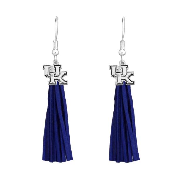 商品名: Kentucky WildcatsブルーレザータッセルシルバーチャームイヤリングジュエリーギフトUK Kentucky Wildcats Blue Leather Tassel Silver Charm Earring Jewel...
