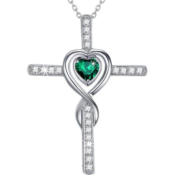 商品名ラブハート インフィニティペンダント ジュエリー 12月 誕生石 ブルートパーズ 誕生日ギフト 母 妻 娘 ガーネット アメジスト エメラルド パール ネックレス スターリングシルバー ファインジュエリー, ストーン, エメラルド,M...