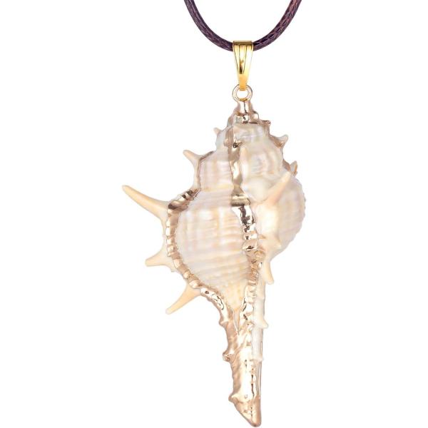 商品名fm42天然貝シェル貝Conchペンダントネックレス27 cmロングロープチェーン4スタイルFM FM42 Natural Seashell Shell Scallop Conch Pendant Necklace (Style 1)...
