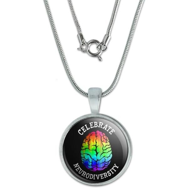 商品名GRAPHICS &amp; MORE Celebrate Neurodiversity Brain Autism Rainbow Spectrum 0.75"" Pendant with Sterling Silver Plated...