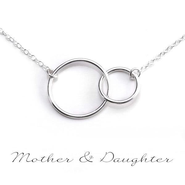 商品名Pure 925 Sterling Silver Mother Daughter Interlocking Circle Necklace - Infinity Mothers Day Gift, Mother of the Brid...