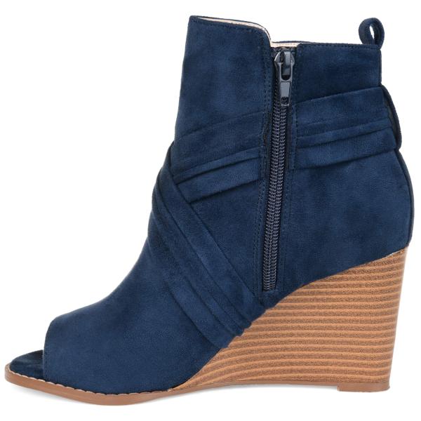商品名: Journee Collection レディース Sabeena オープントゥ ウェッジブーティー, ブルー, 7.5 Medium Women Journee Collection Womens Sabeena Bootie B...