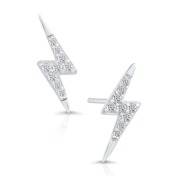 商品名: スターリングシルバー キュービックジルコニア 小さな稲妻スタッドピアス Sterling Silver Cubic Zirconia Tiny Lightning Bolt Stud Earrings…ブランド: TILO JEW...