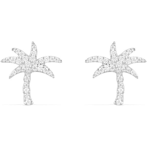 商品名スターリングシルバー ホワイトゴールドメッキ ヤシの木 スタッド サマースタイル ペイブポスト スタッドピアスSterling Silver White Gold Plating Palm Tree Studs Summer Styl...